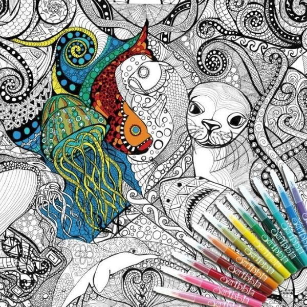 Colour Away | Colouring-in Poster & 12 Marker Set – Alex and Moo